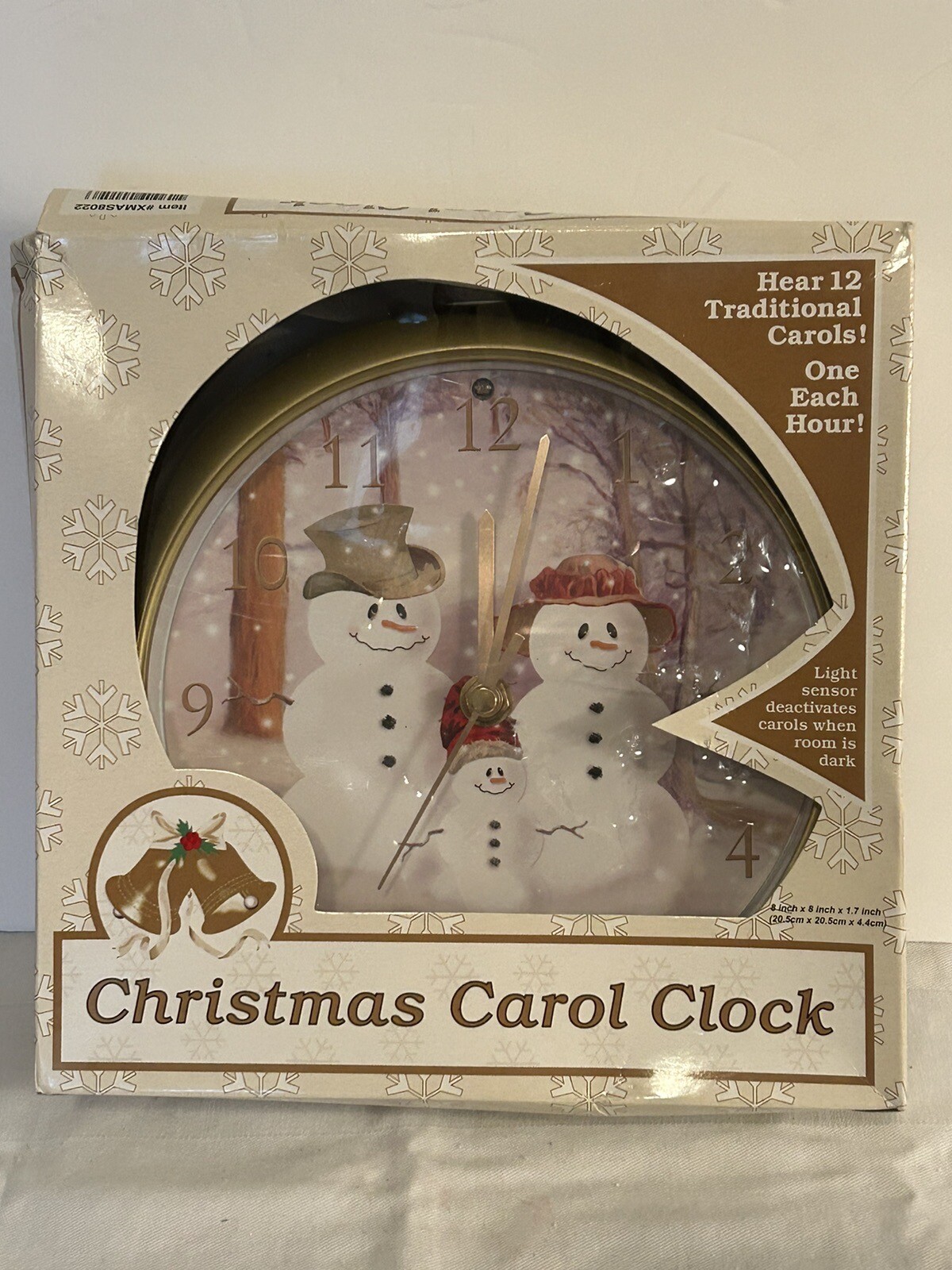 Feldstein Christmas Carol Wall Clock 8" Snowman Family Plays 12 Carols ...