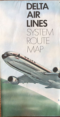 DELTA AIR LINES - SYSTEM ROUTE MAP - VINTAGE BROCHURE | eBay