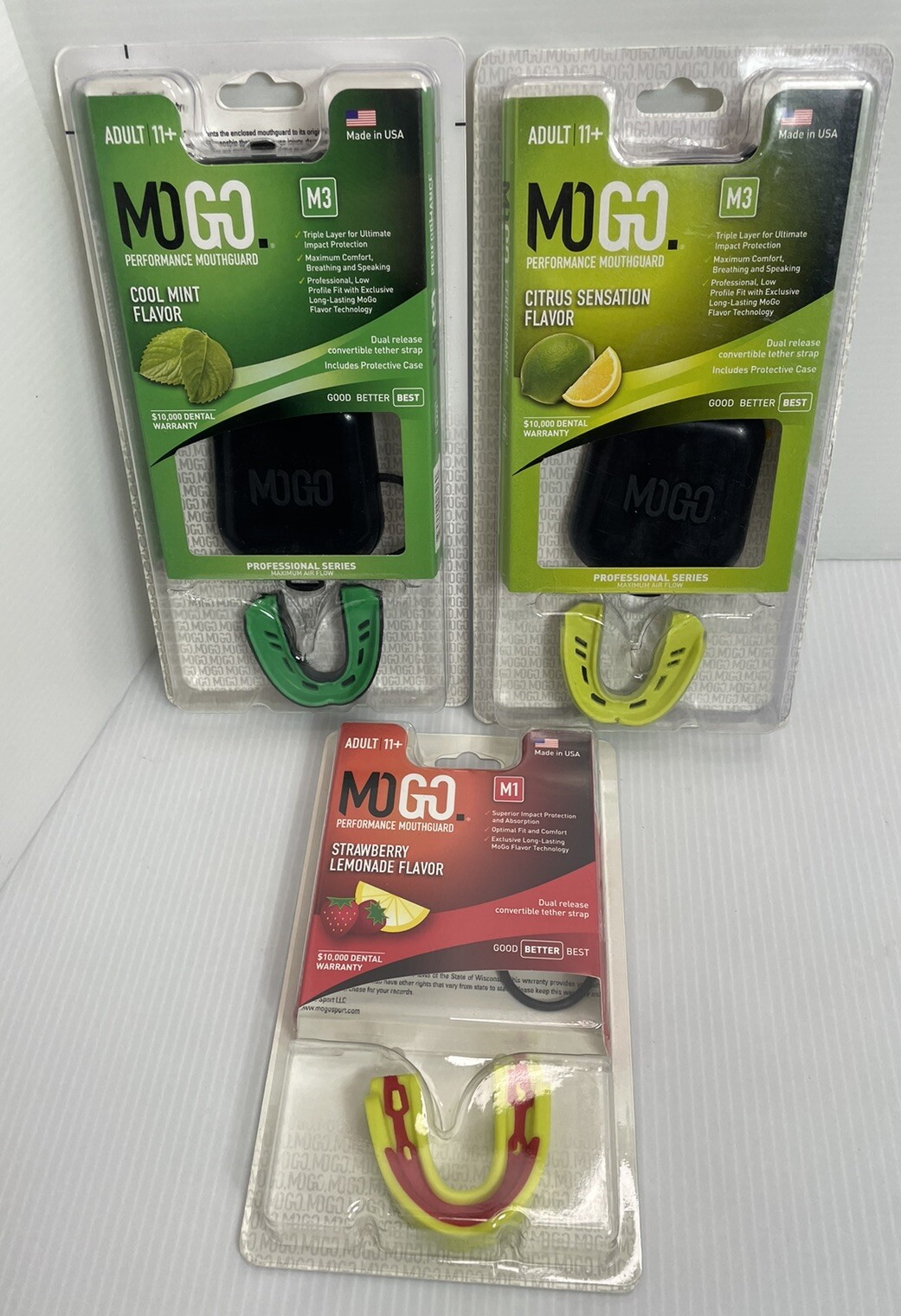 MoGo Sport M3 Flavored Mouth Guard Adult Pack Of 3 Cool Mint Citrus ...