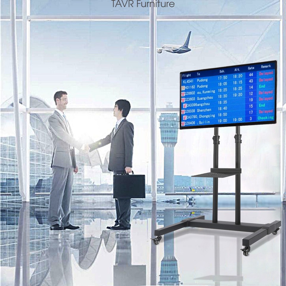 Mobile TV Cart Floor Stand with Height Adjustable Mount & Wheels for 32 ...