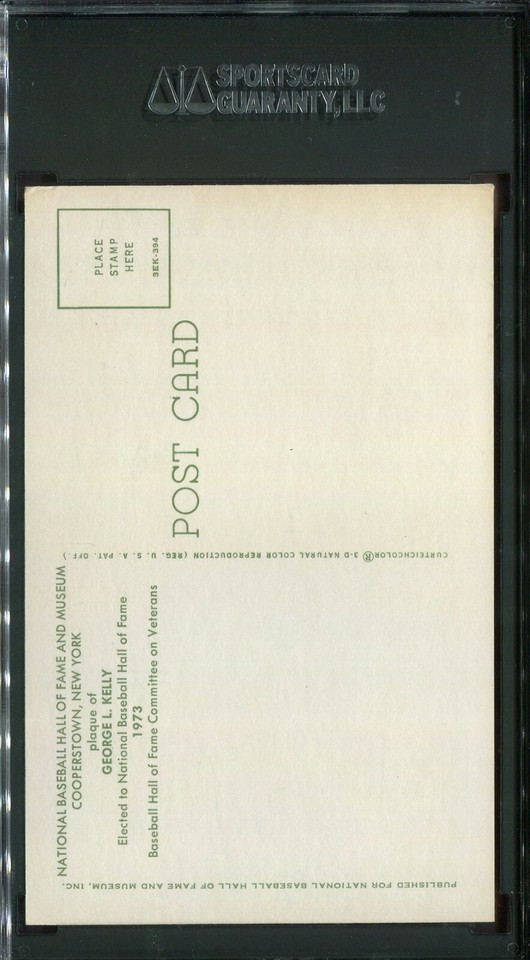 George Kelly New York Giants - Gold HOF Plaque Postcard - SGC Autograph ...