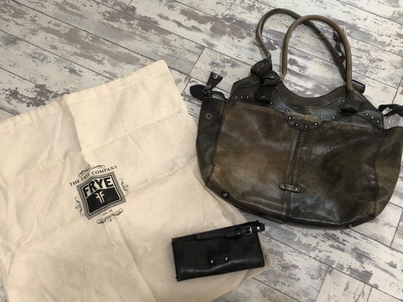 frye purse handbag wallet gray black oversized melissa FRYE bag | eBay