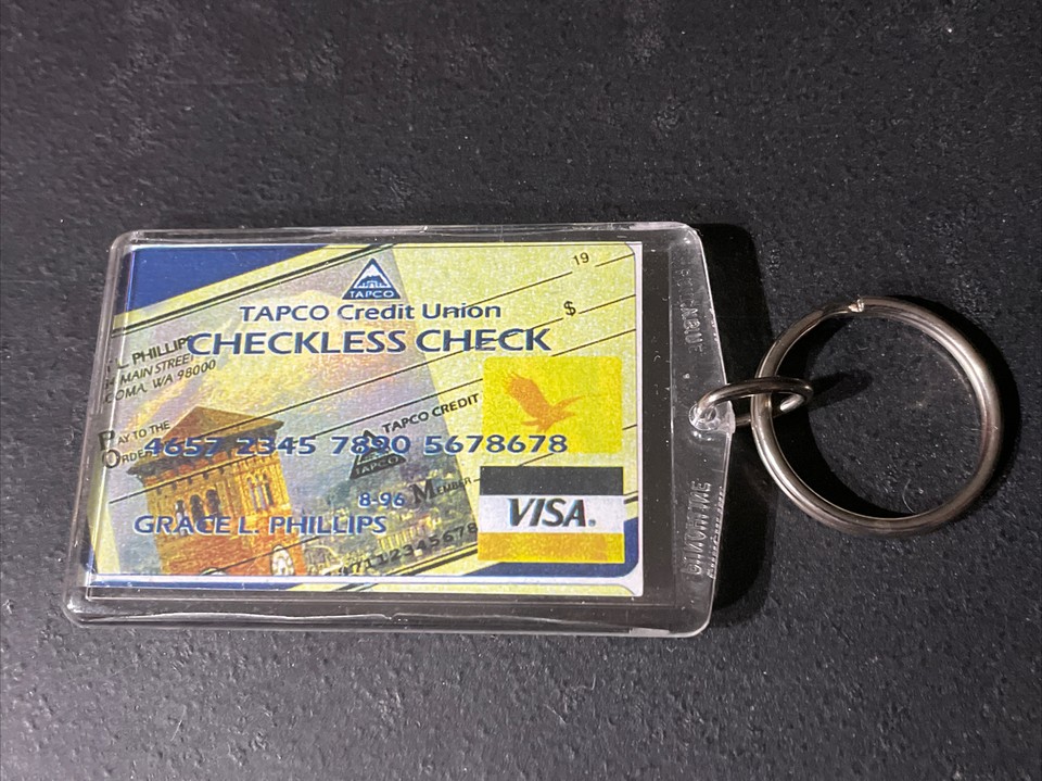 Tapco Credit Union Checkless Check Visa Advertising Keychain Key Fob ...