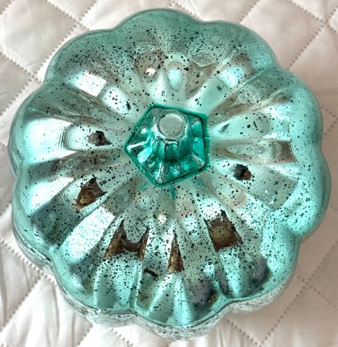Mercury Glass Aqua Blue 7in Pumpkin Candy Dish Jar | eBay