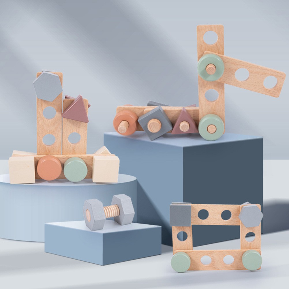 Educational Wooden Nuts and Bolts Toy for Kids Developmental Beading ...