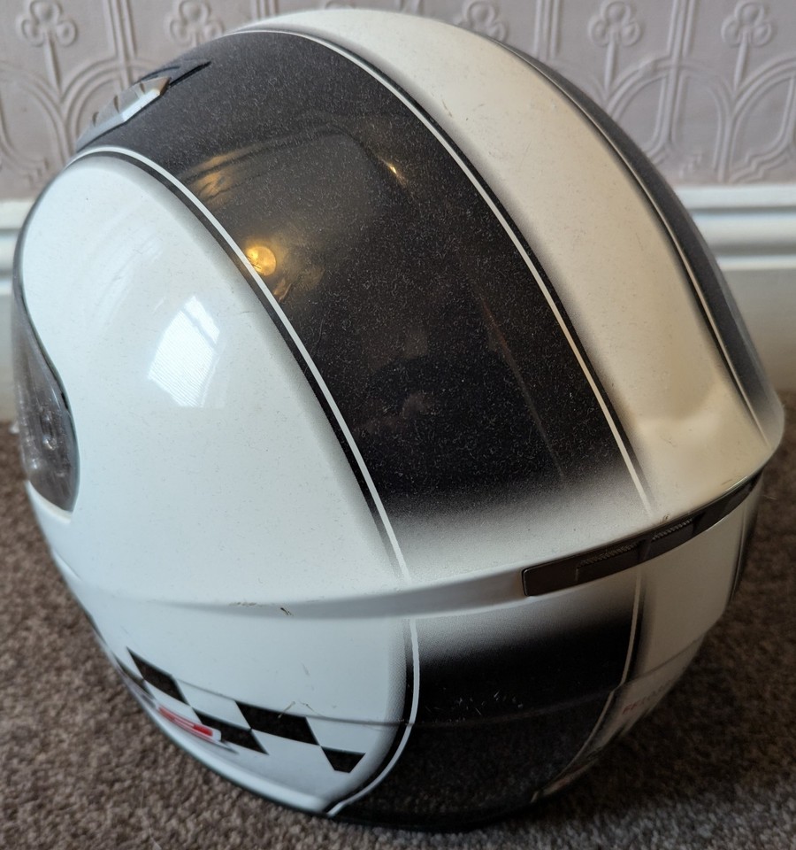 Full-face motorcycle helmet, LS2 FF384, white with black highlights ...