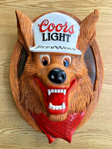 Vintage Coors Light Beer Wolf Sign 3-D Pub Bar Wall Plaque Brewery ...