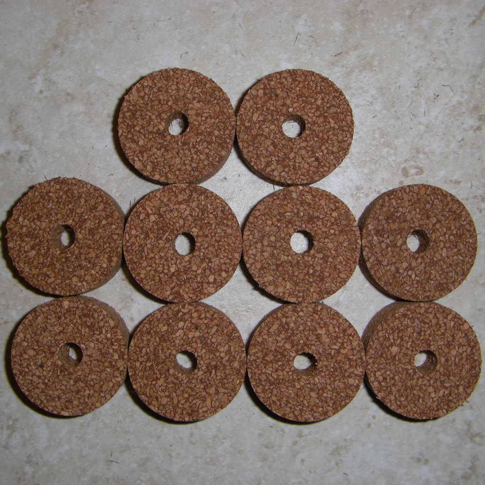 10 RED SPOTTED RUBBERIZED RUBBER CORK RINGS 1 1/4" D x 1/2" H x 1/4" I ...