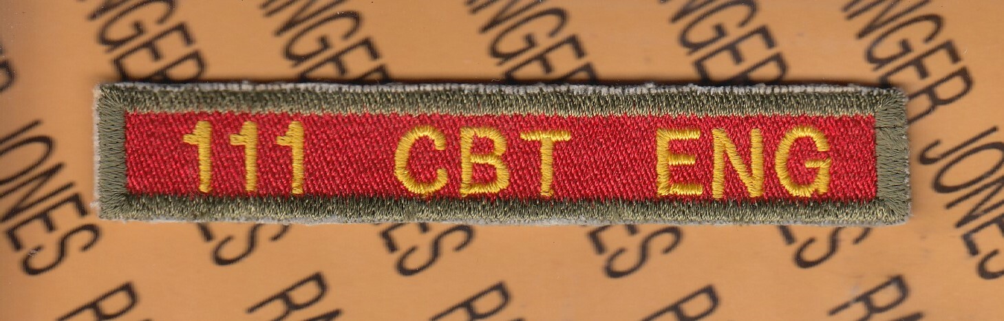 111 CBT ENG Combat Engineer Armor Tank Armored 4" tab patch c/e | eBay