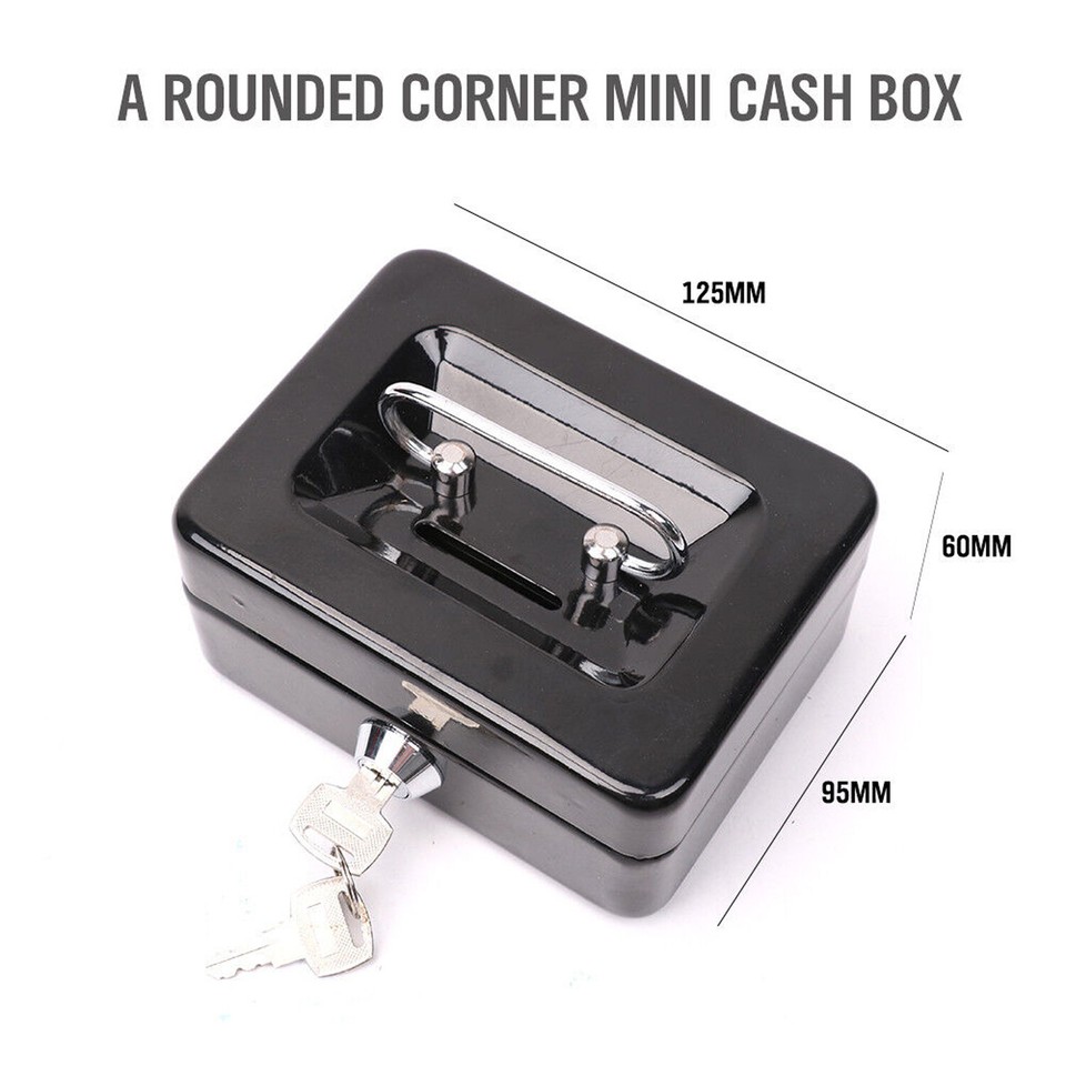 Locking Steel Cash Lock Box with Keys Security Money Tray Double Layer ...