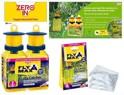 The Buzz STV Fly Catcher Trap Twin Pack with Bait Zero In Potent Rescue ...
