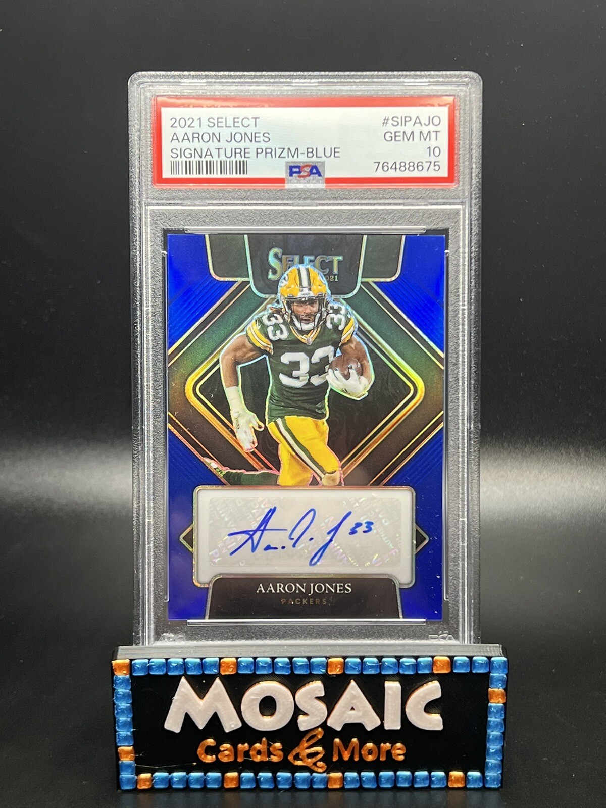 2021 Panini Select - Signatures Aaron Jones #SIP-AJO Blue Prizm /75 (AU ...