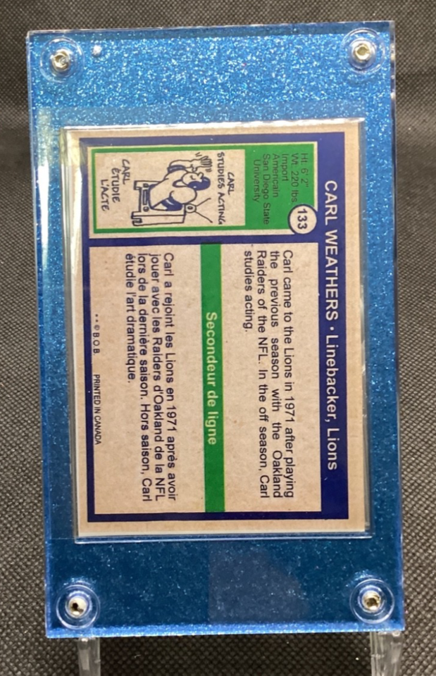 1972 BCC Custom Card Carl Weathers ~ "Apollo Creed" Rocky ~ B.C. Lions ...