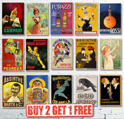 Vintage Retro Drink Alcohol Posters Great For Pubs/Cafes/Bars/Clubs ...