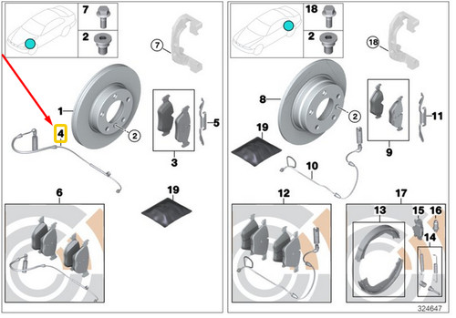 BMW 3 X1 Series E90 E91 E92 E84 Front Brake Pad Wear Sensor 6792561 | eBay