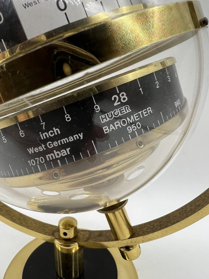 Atomic Sputnik brass lucite weather barometer Huger W.Germany 1960 HTF ...