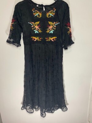 Miss Look Embroidered Black Lace Dress Size L | eBay