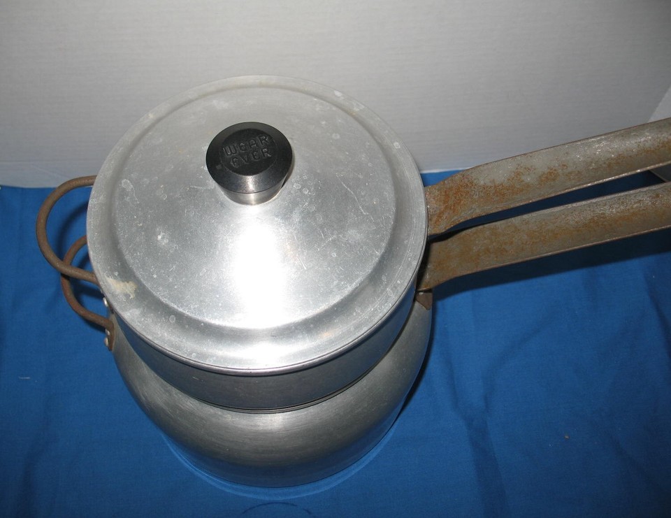Large Vintage Double Boiler Pans 3 pc Wear-Ever #2434 Aluminum MCM ...