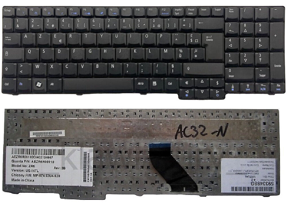FRENCH keyboard ACER ASPIRE 5335 5535 5735 5735Z 6530 6930 6930G 7000 ...