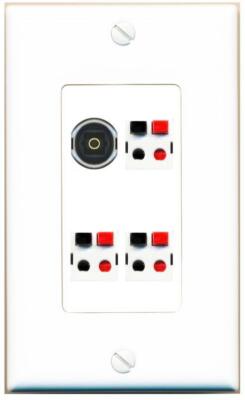 4 Port 1 Gang Jack Face Cover Coupler 3 SPEAKER TOSLINK Wall Plate | eBay