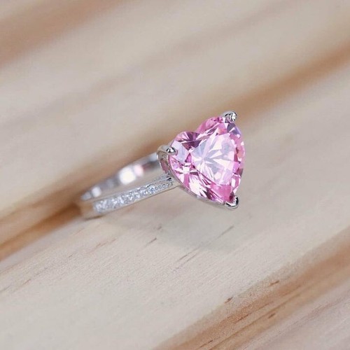 Elegant 4.50 ct Pink Lab Created Diamond Ring In White Gold Plated 925 ...
