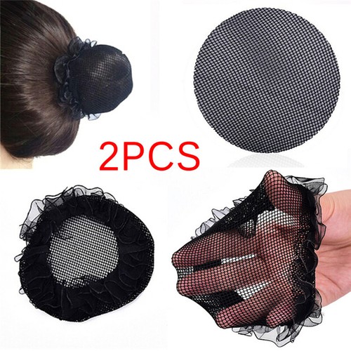 2PCs Women Ballet Dance Skating Snoods Hair Net Bun Cover Black Nylon ...