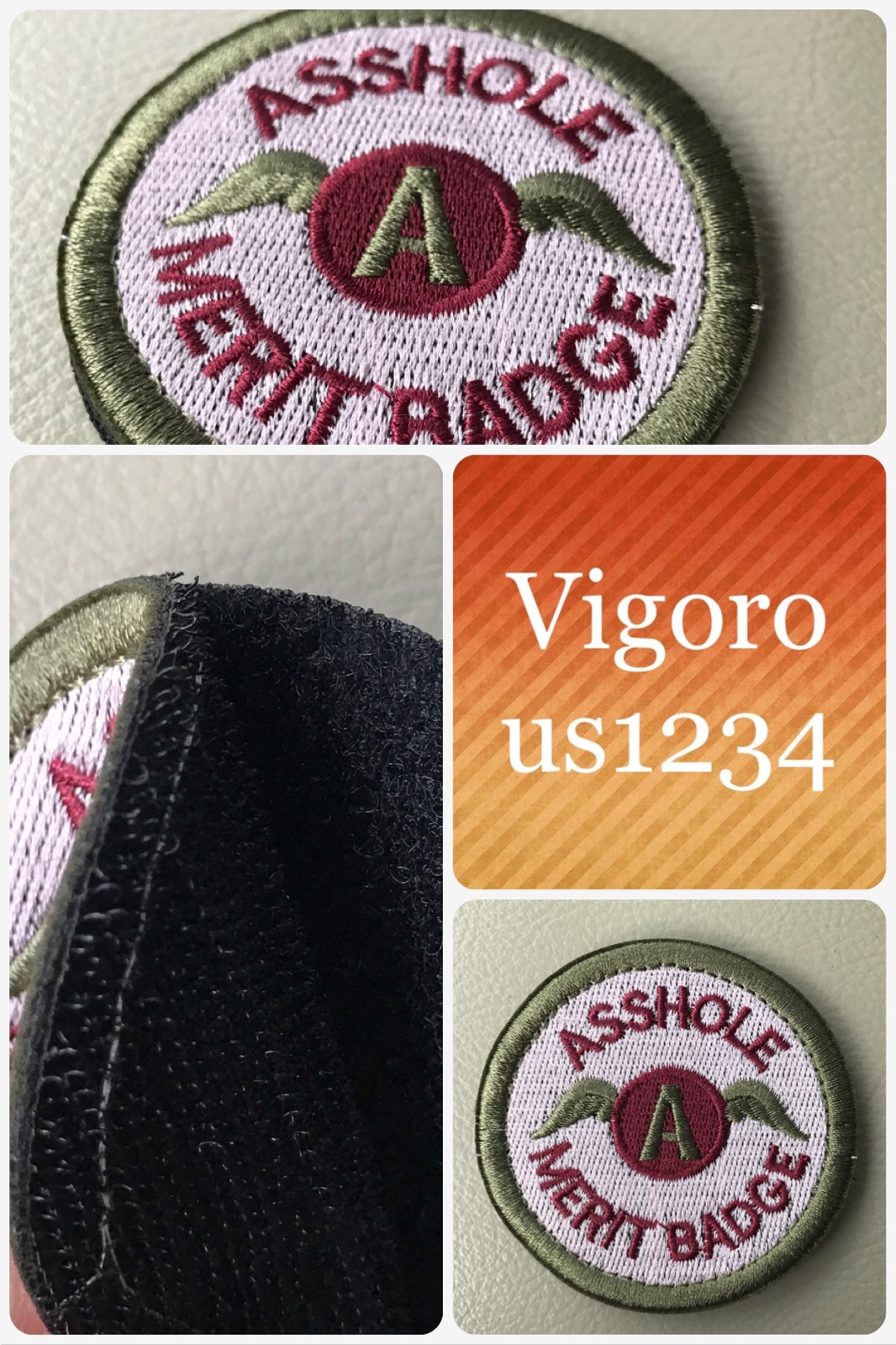 A**HOLE MERIT BADGE TACTICAL COMBAT 2.5" EMBROIDER HOOK/LOOP PATCH ...