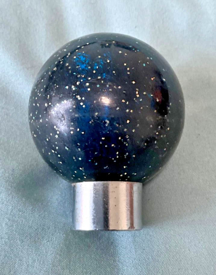 VINTAGE ROUND BLUE SPARKLED GLITTER SHIFTER KNOB STICK SHIFT HOT ROD | eBay