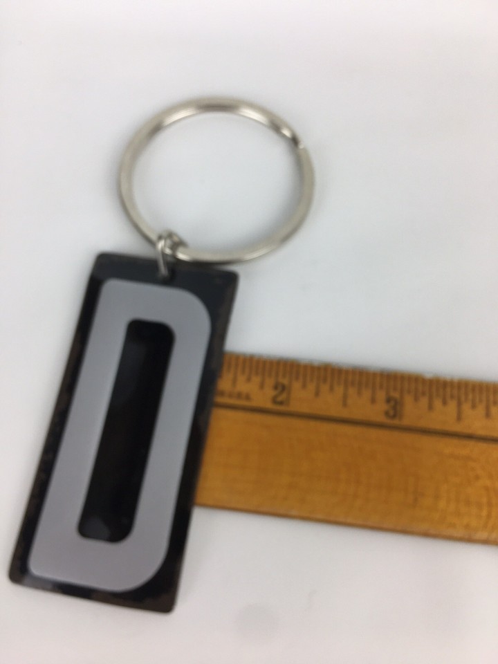 Letter D Keychain Metal Rectangle Black Silver Colored | eBay