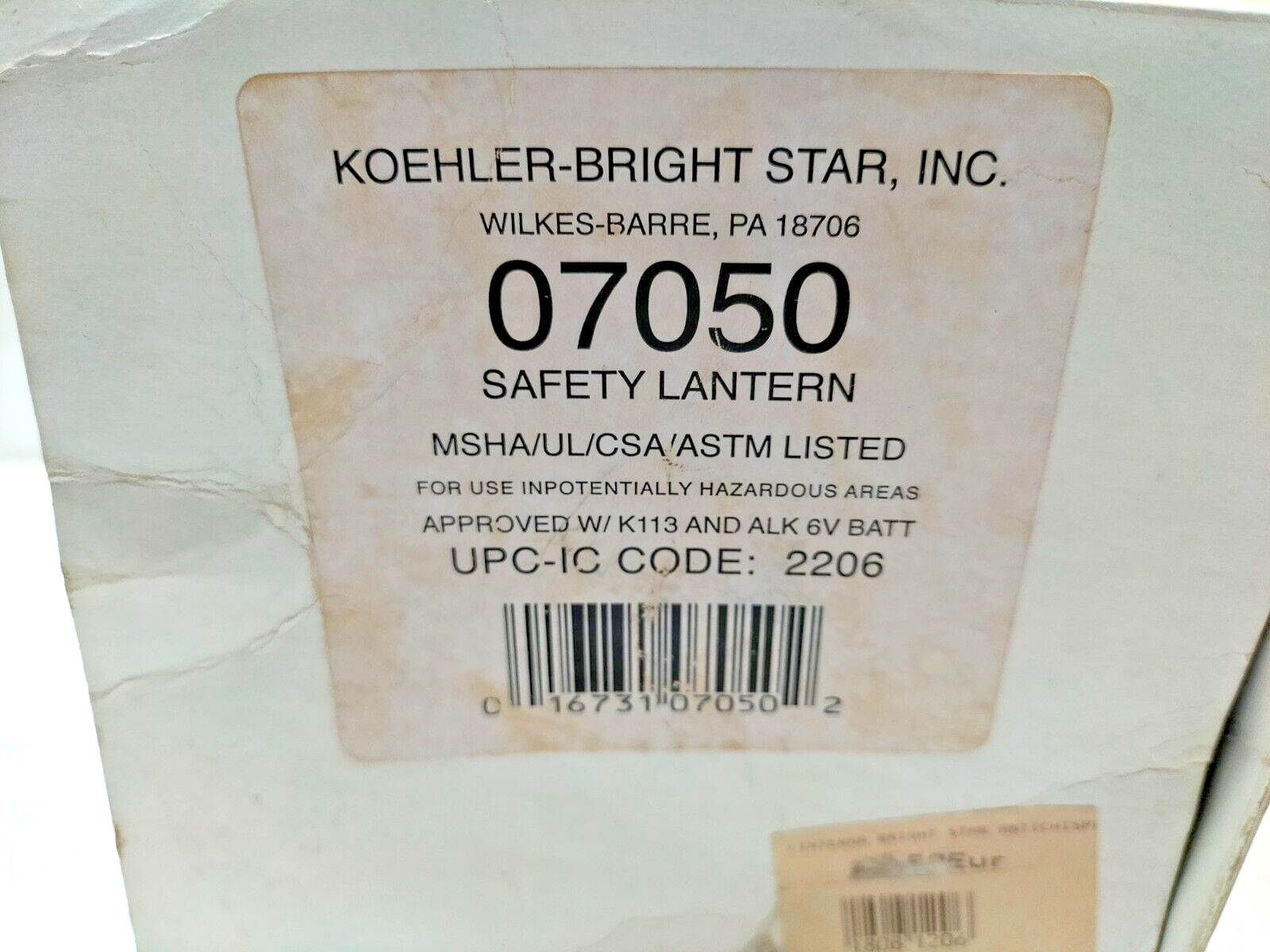KOEHLER-BRIGHT STAR 07050 SAFETY LANTERN 2206 FOR USE IN HAZARDOUS ENVIRONMENT | eBay