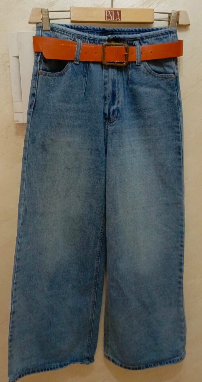 Women Blue Jeans Wide Leg High Rise Waist with Built New Fashion Lady ...