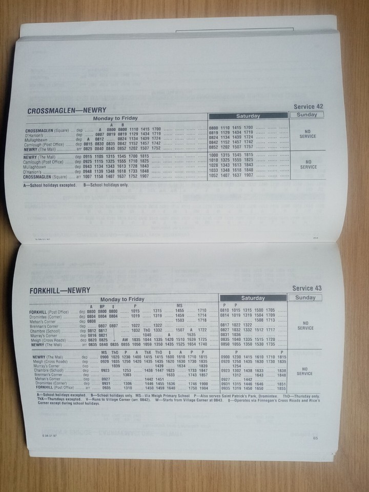 ULSTERBUS NORTHERN IRELAND WINTER 1997 BUS TIMETABLE & TRAVEL GUIDE ...