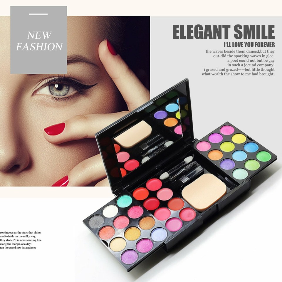 39 Colors Pro Makeup Eyeshadow Palette Lip Gloss Powder Blush Cosmetic ...