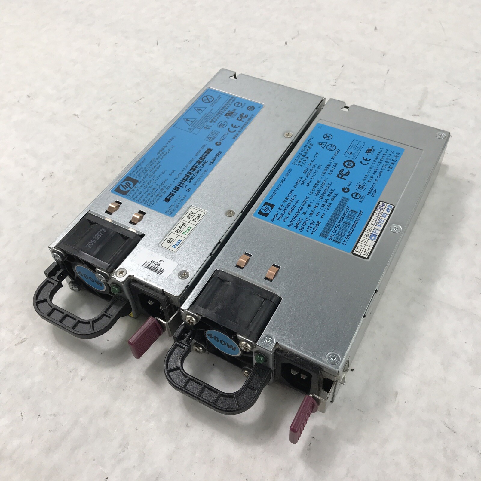 (Lot of 2) HP HSTNS-PL14 460W 60Hz 240V Hot Swap Power Supply 499249 ...