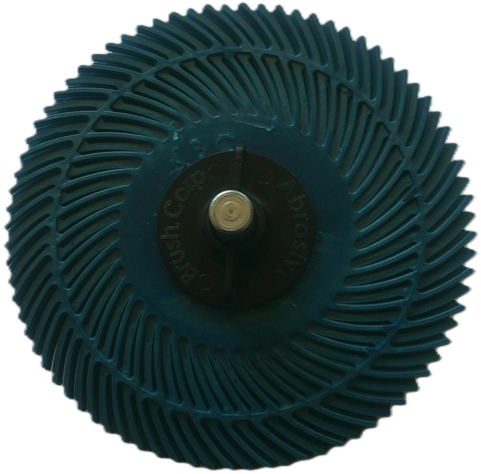3" TC 400X 6 Ply Brush, 1/4" Steel Shaft, Abrasive Radial Disc, Bristle ...