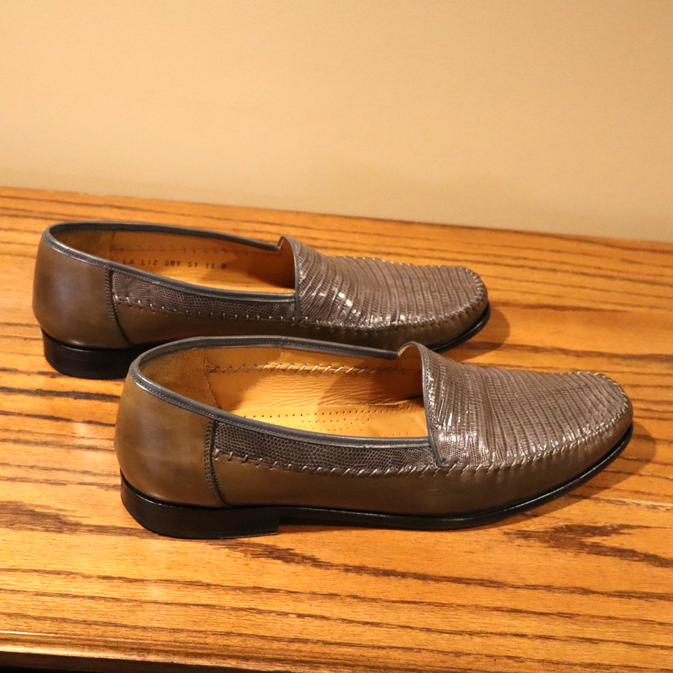 SANDRO MOSCOLONI Gray Lizard & Leather Loafer sz 13 | eBay