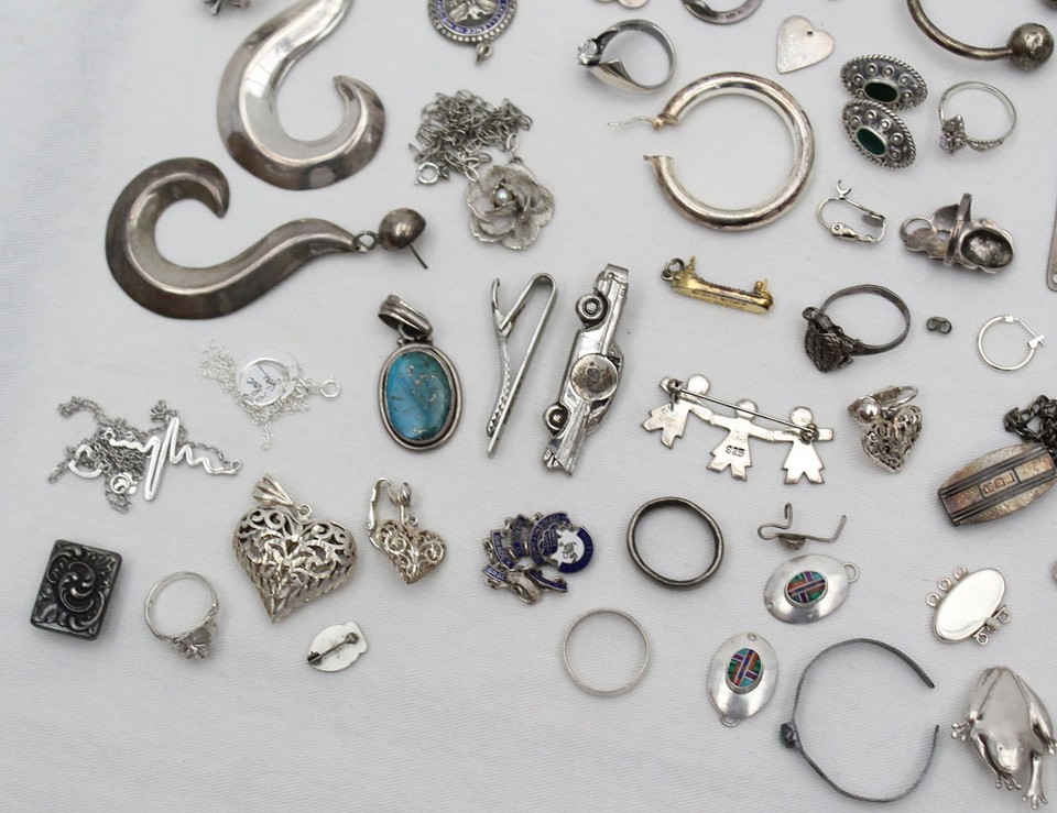 Huge Lot of Sterling Silver 925 Scrap Items 486g Broken Parts Pieces ...