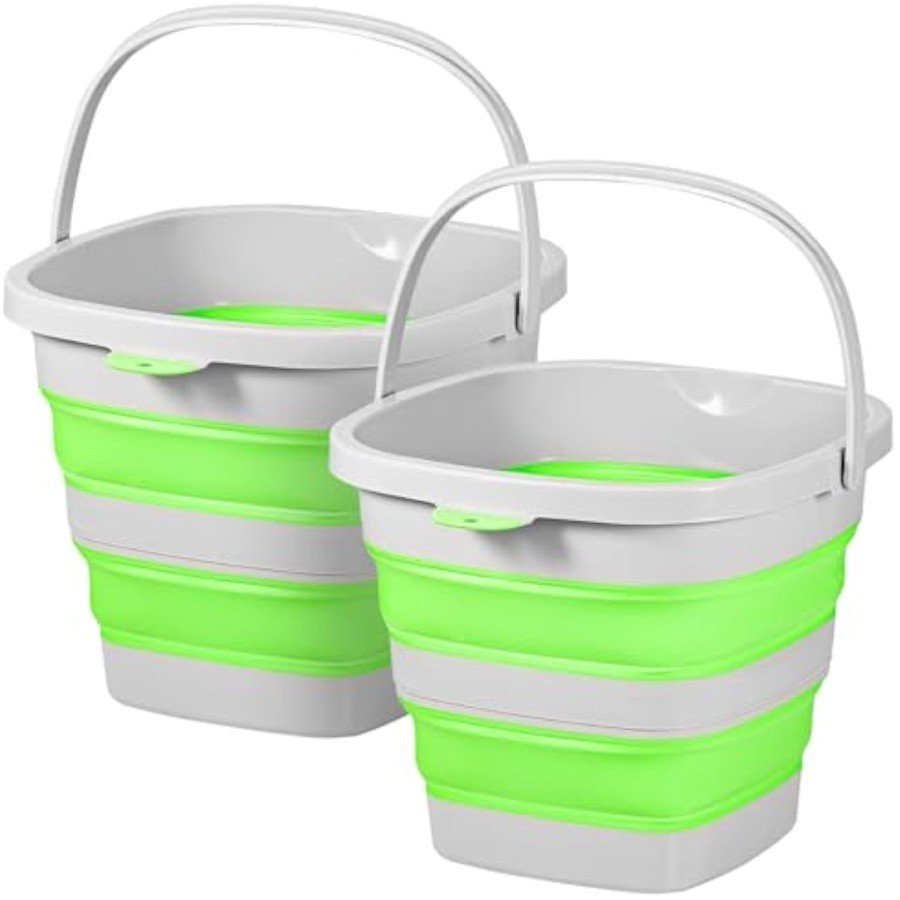 2 Pack 2.6 Gallon(10L) Collapsible Plastic Buckets with Handle Compact ...