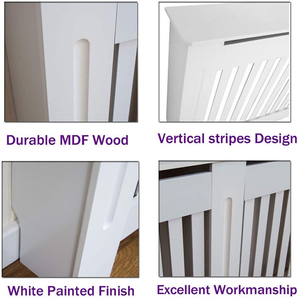 White/Grey Radiator Cover Shelf Cabinet Grill MDF Wooden Modern ...