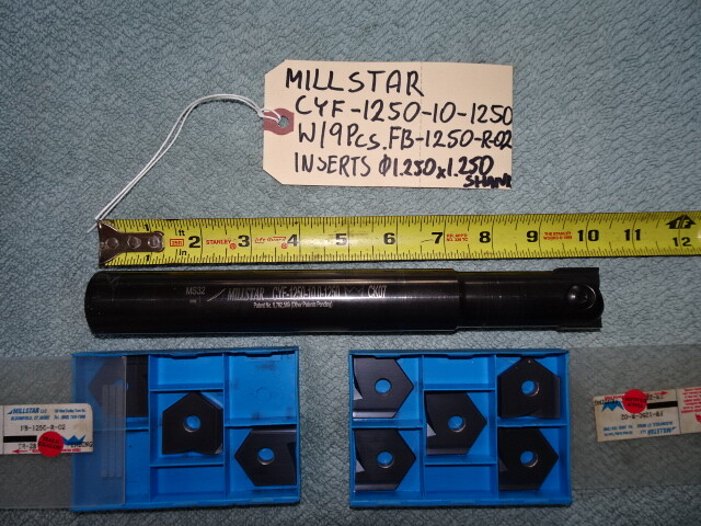 MILLSTAR CYF-1250-10-1250 INSERT CUTTER W /9 PCS. 1.250" INSERTS | eBay