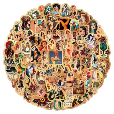 10 Random Retro Tattoo Pinup Girl Stickers Sexy Decals Laptop Yeti Free ...