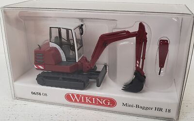 Wiking NEW HO 1/87 Scale HR 18 Tracked Mini Excavator in Crimson ...