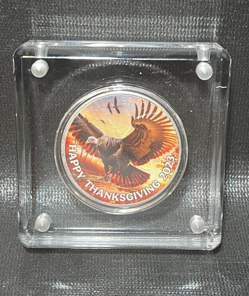 2023 Silver Eagle- Thanksgiving Edition, Colored Pilgrim & Turkey, RARE ...