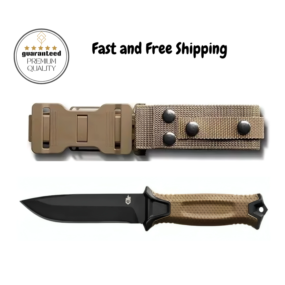 Gerber StrongArm Fixed Blade Knife Plain Edge - Coyote Brown with Free ...