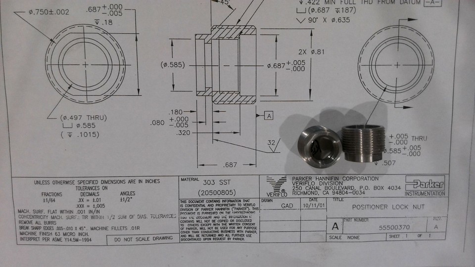 PARKER VERIFLO 55500370 POSITIONER LOCK NUT (LOT OF 4) | eBay