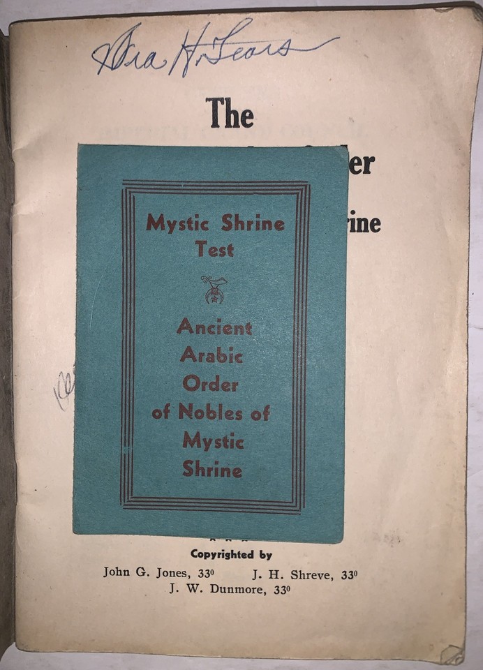 1914, 1st, THE SECRET RITUAL ANCIENT ARABIC ORDER OF NOBLES OF THE ...