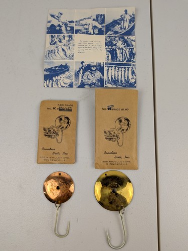 Vintage Canadian Baits, Inc. No. 1C/2C Metal Fishing Lures with Packet ...