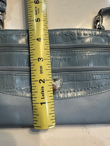 ADORABLE BRIGHTON SMALL Triple Zipper Lt Blue Leather Handbag Crossbody ...