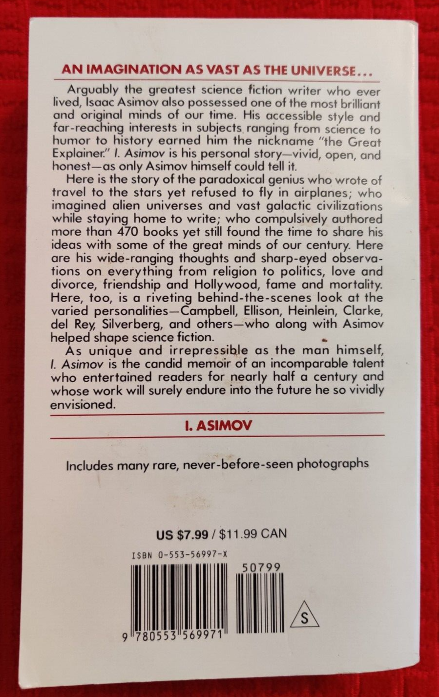 I, Asimov : A Memoir by Isaac Asimov (1995, Mass Market) for sale ...