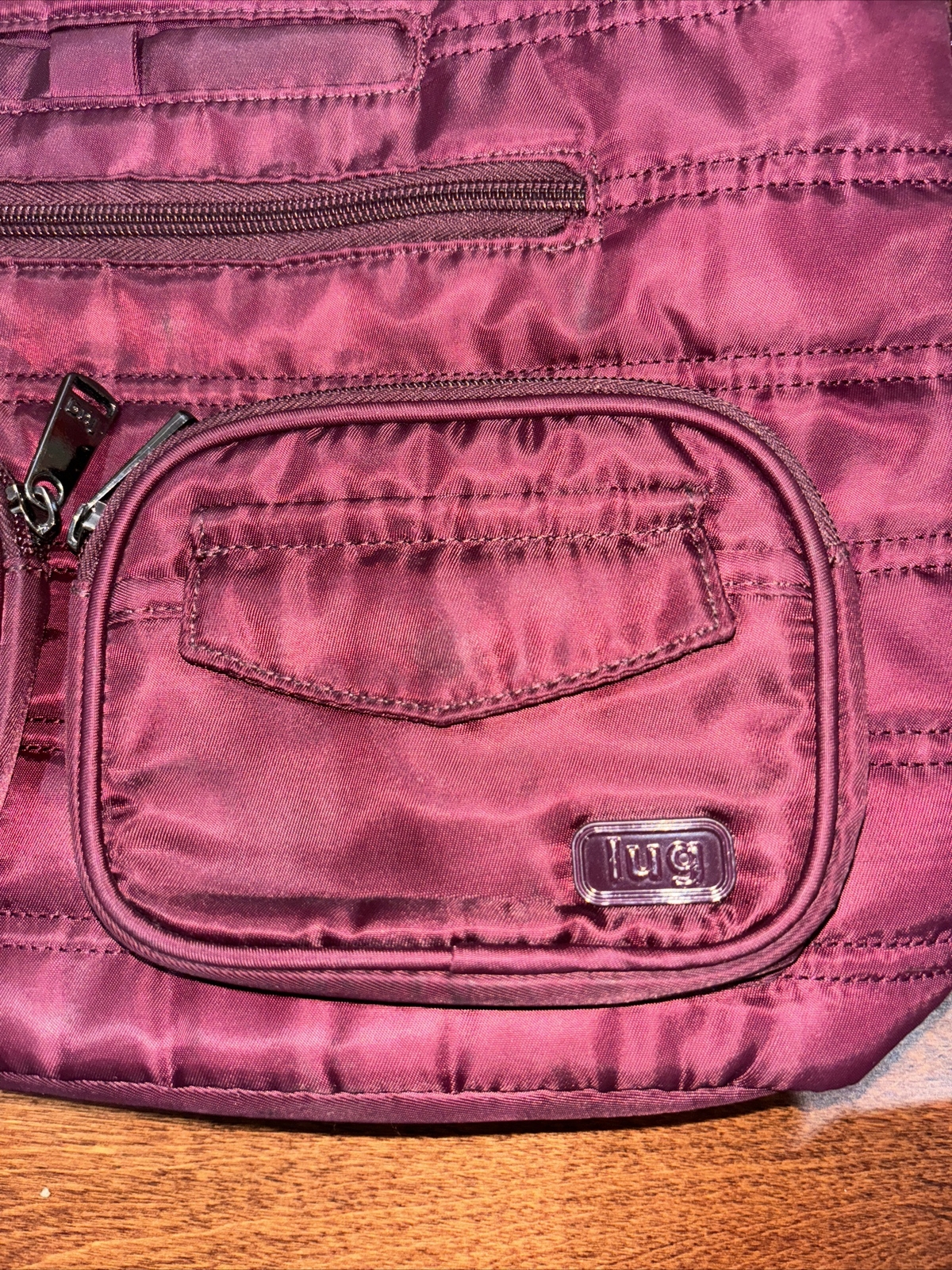 Lug Medium Tote Bag Purse Zipliner Metallic Burgundy Convertible ...